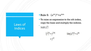 Math Powerpoint - Indices for Grade Nine | PPTX