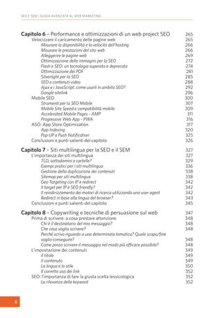 Indice libro "SEO e SEM Guida Avanzata al Web Marketing" 4° Edizione ...