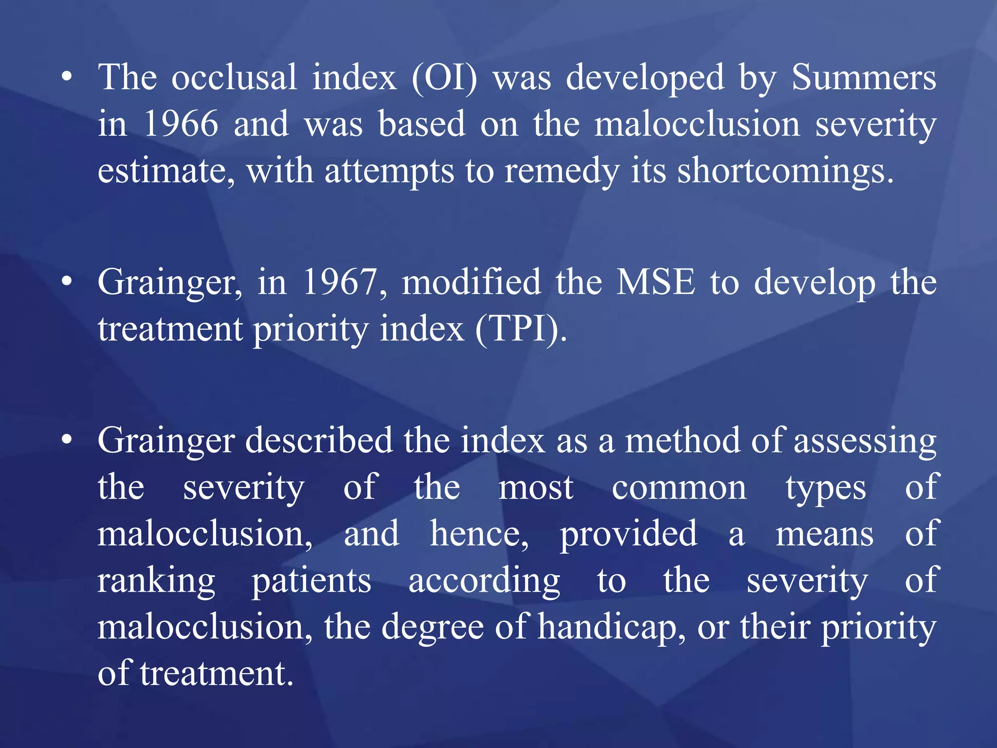 Indices in orthodontics | PPTX