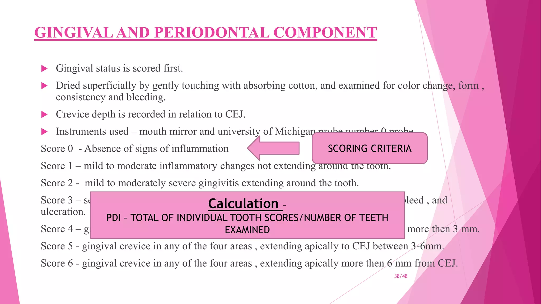 INDICES IN PERIODONTOLOGY | PPTX