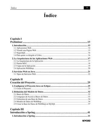 Índice de libro: "Spring Boot & Angular: Desarrollo de WebApps Segura…