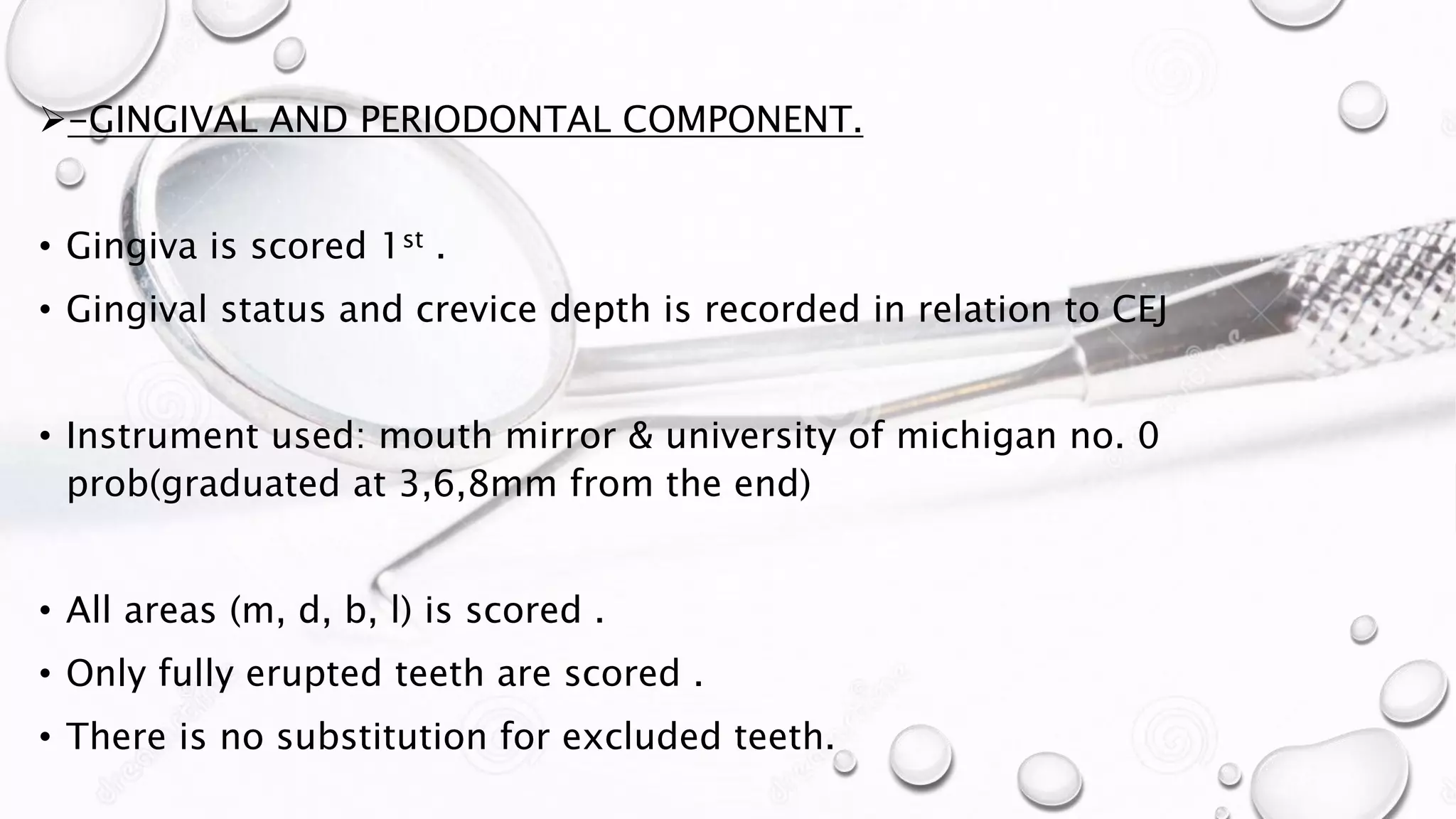 Indices used in periodontal destruction | PPTX