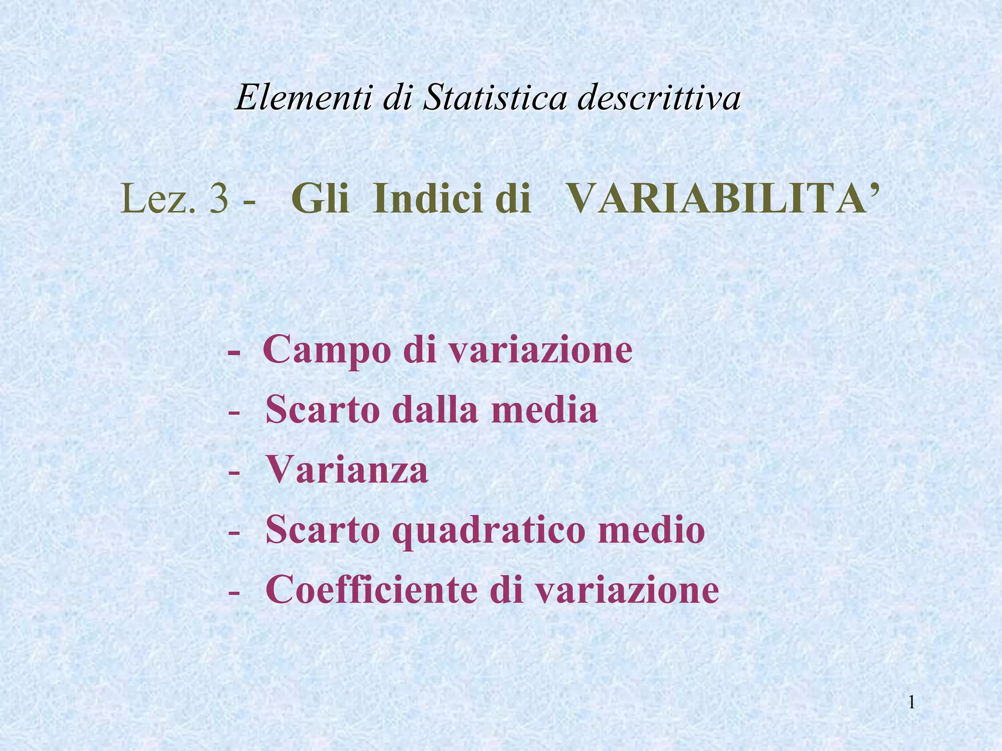 Indici dispersione | PPSX