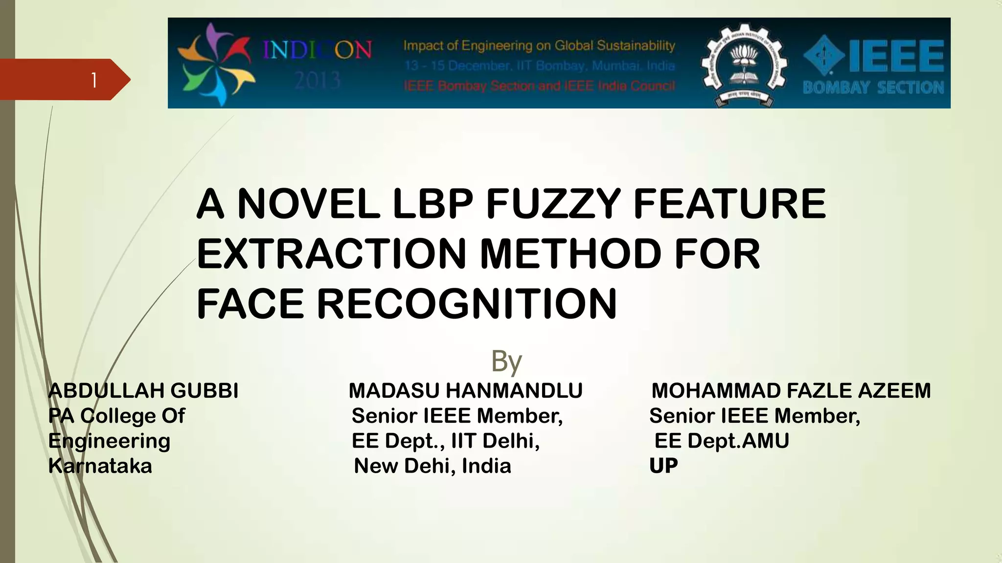 fuzzy LBP for face recognition ppt | PPT