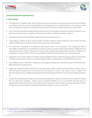 POLICY BRIEF ON FINANCIAL INCLUSION IN INDIA: The M-PESA Model- An Overview | PDF | Phone ...