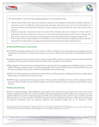 POLICY BRIEF ON FINANCIAL INCLUSION IN INDIA: The M-PESA Model- An ...