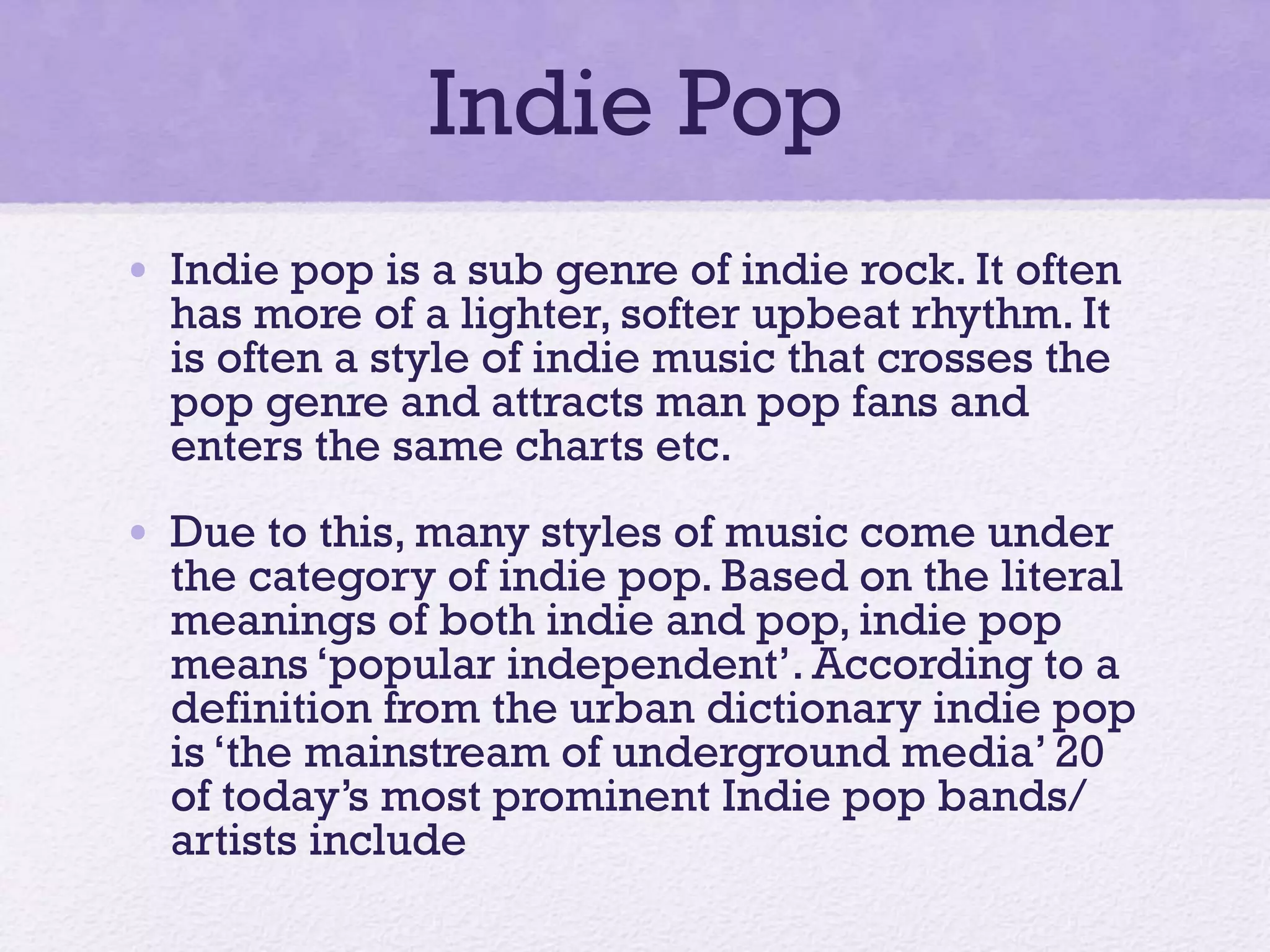 Indie pop | PPTX