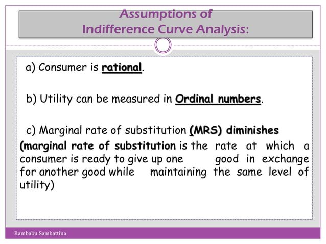 Indifference curve analysis | PDF