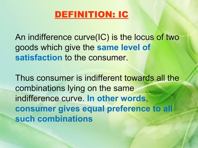 Indifference curve analysis ordinal utility approach | PPT
