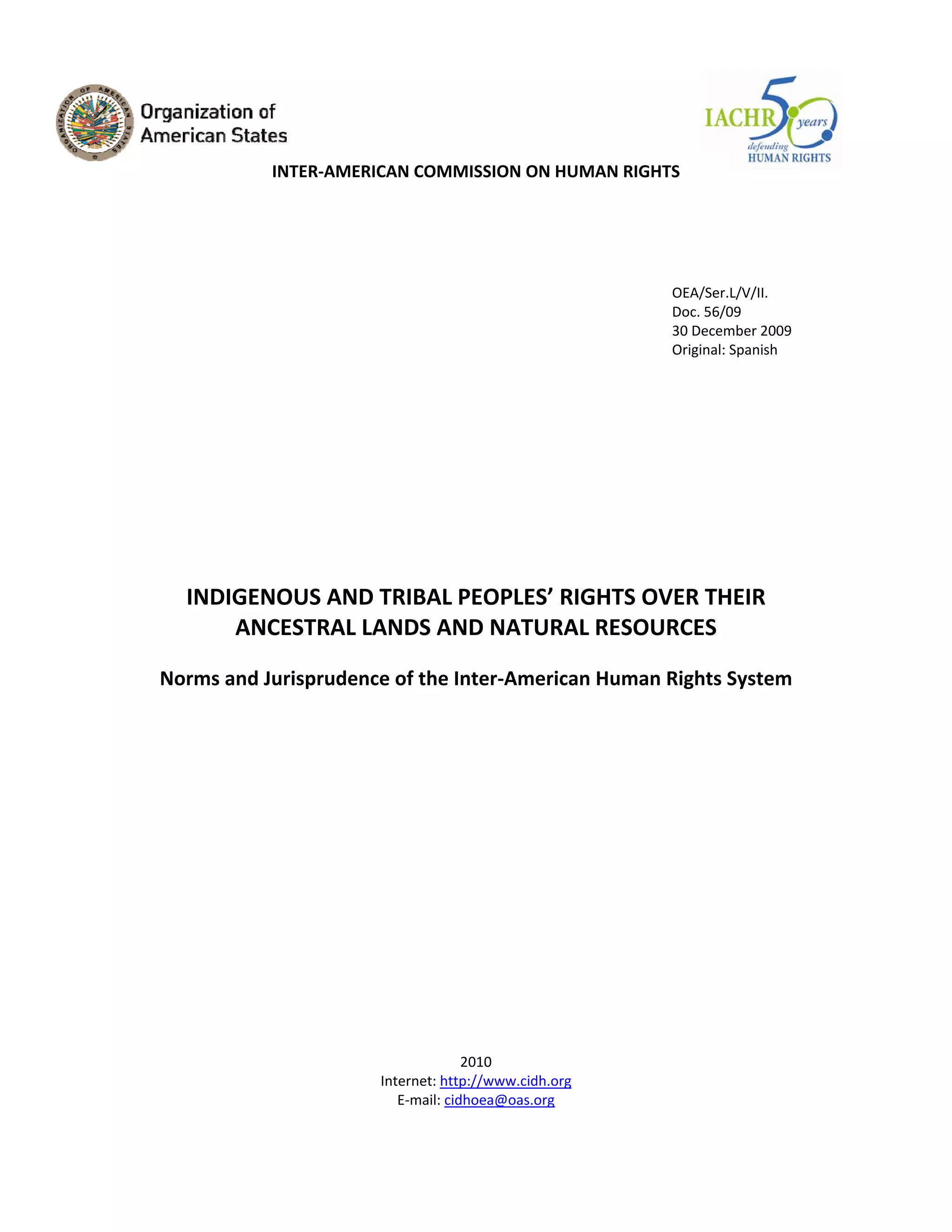 Indigenous and tribal peoples rights over their ancestral lands and ...