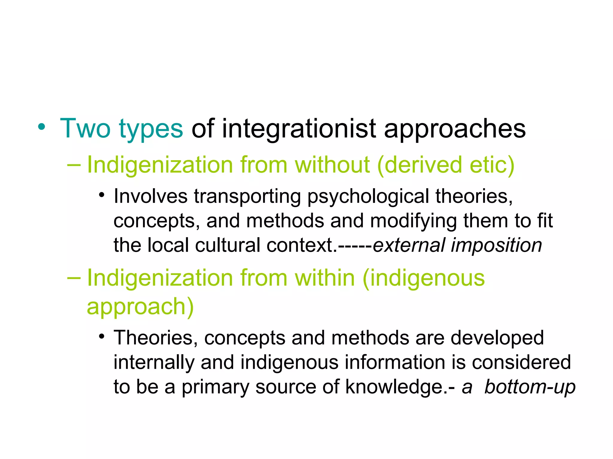 Indigenous,cultural,and cross cultural psychology | PPT