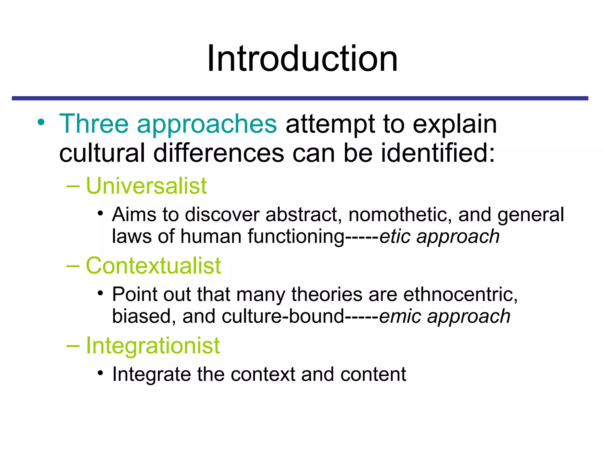 Indigenous,Cultural,And Cross Cultural Psychology1 | PPT