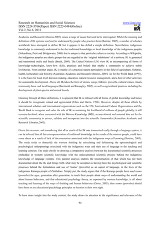 Indigenous knowledge language systems as source of educational ...