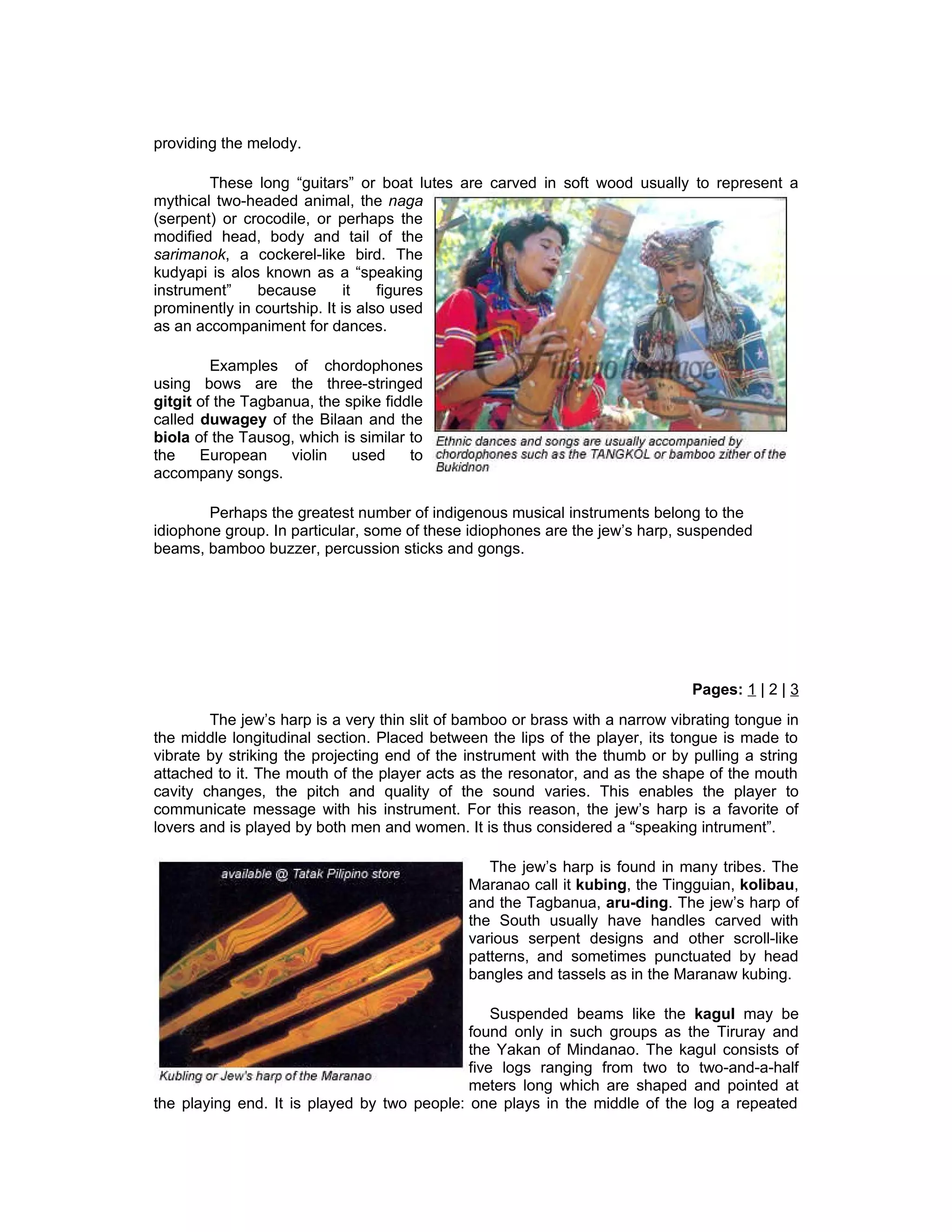 Indigenous music | DOC | Musical Instruments | Hobbies & Interests