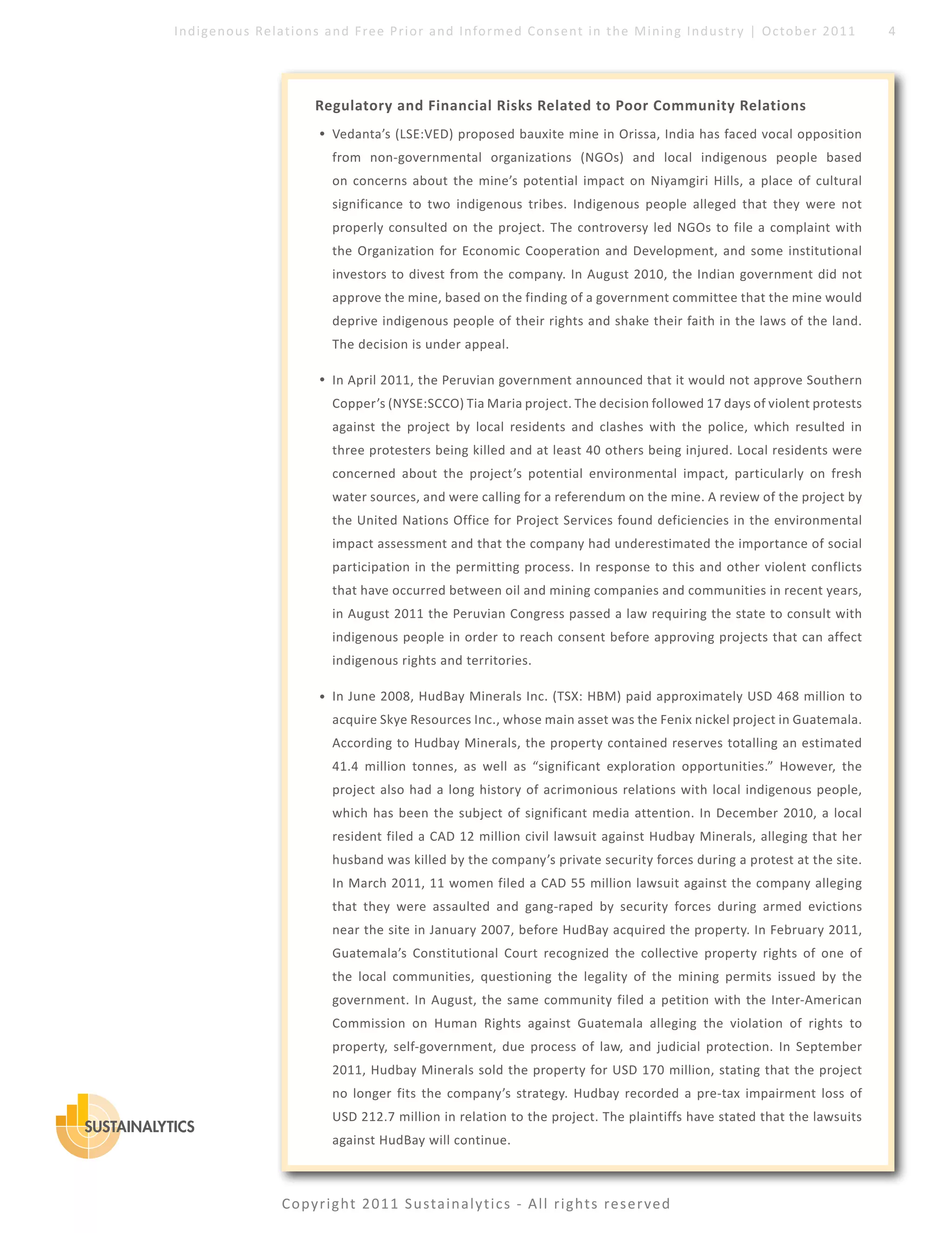 Indigenous relations and free prior and informed consent in the mining ...