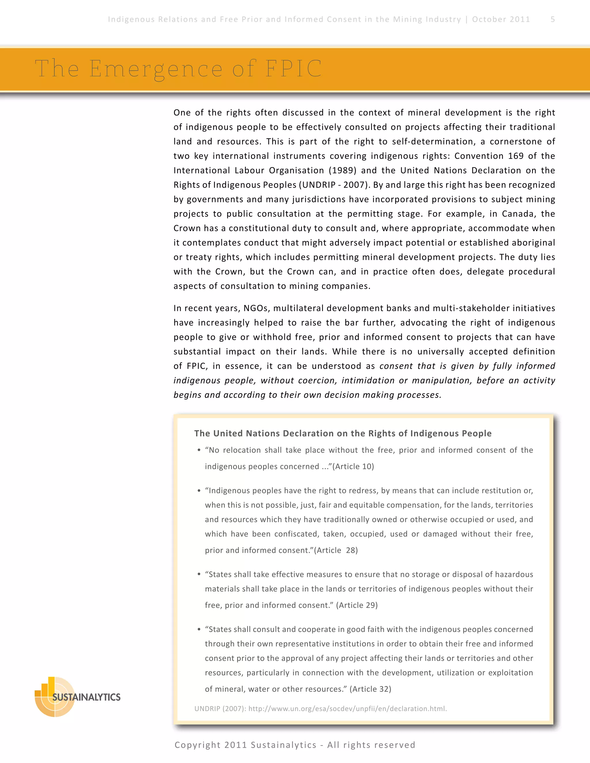 Indigenous relations and free prior and informed consent in the mining ...