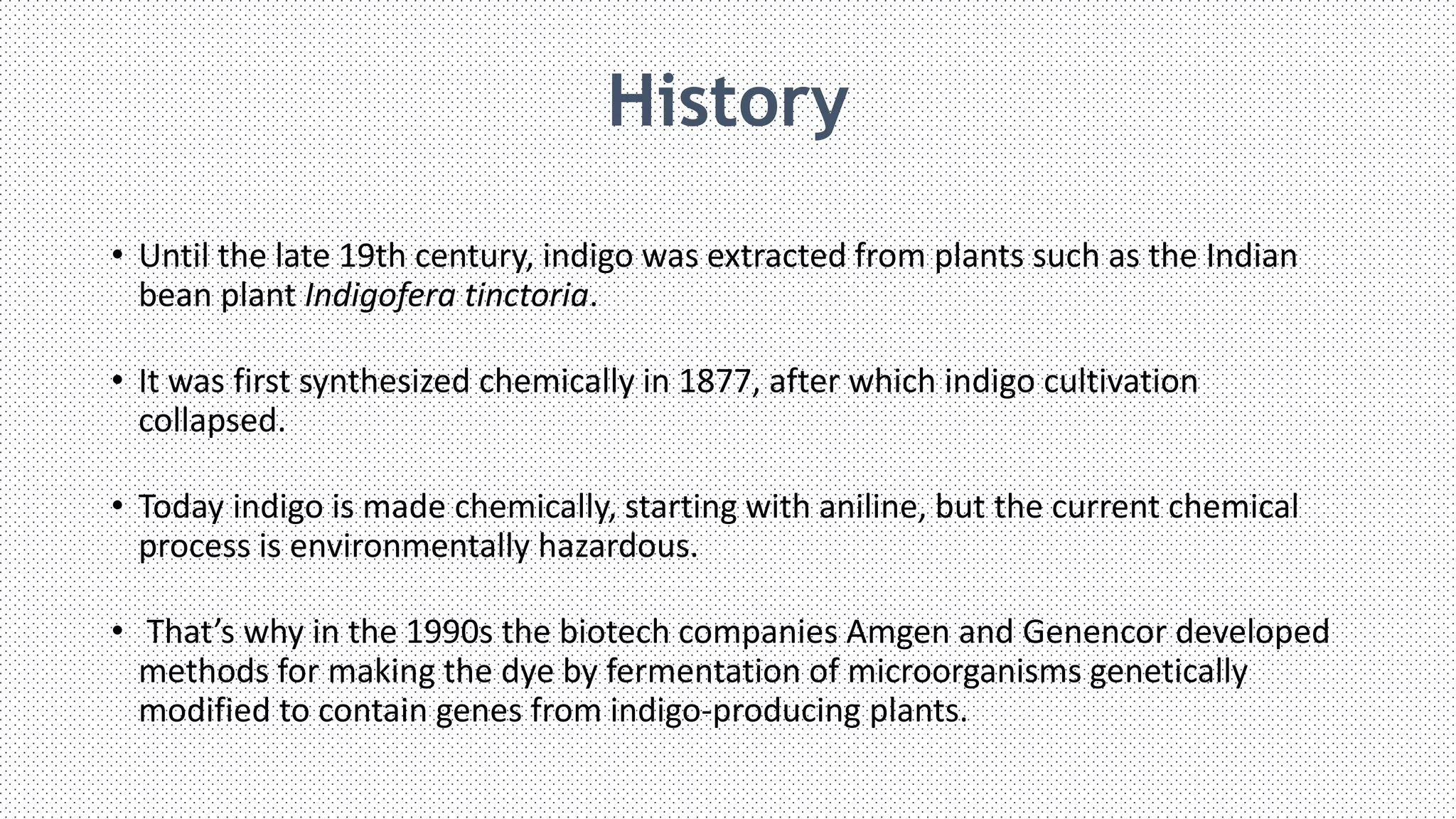 Microbial Synthesis of Indigo | PPTX