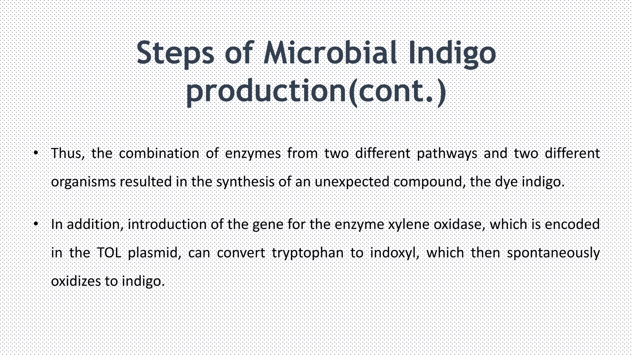 Microbial Synthesis of Indigo | PPTX