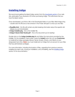 Indigo 6 quick start guide | PDF