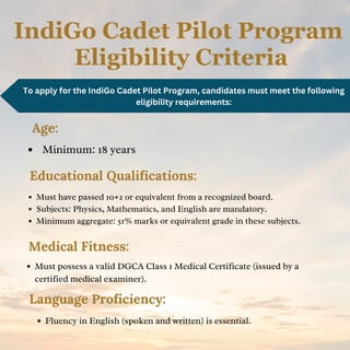 IndiGo Cadet Pilot Program: Your Pathway to the Skies | PDF