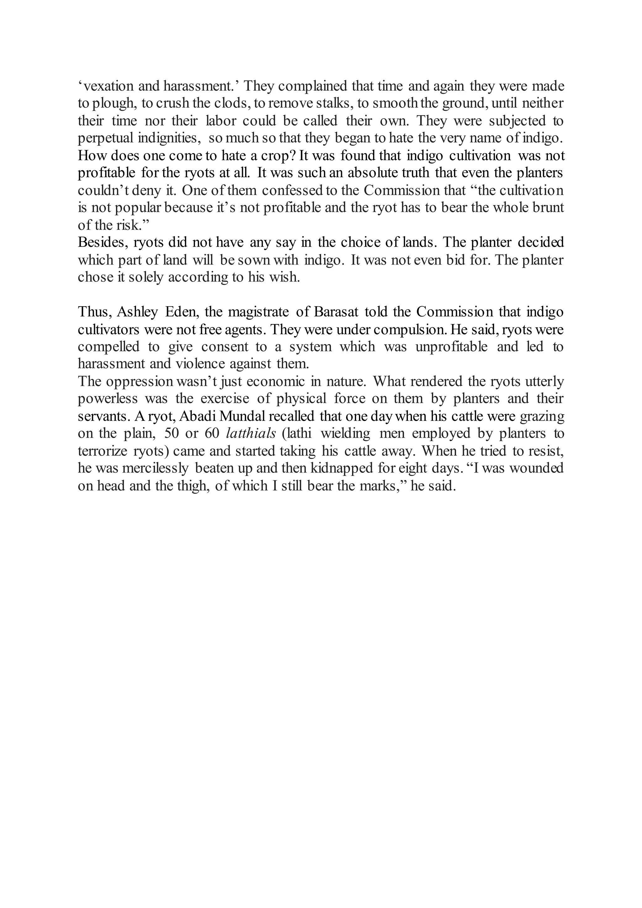 Indigo Revolt in Bengal | DOCX