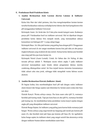 Pengujian Indikator Asam Basa Menggunakan Kertas Lakmus dan Ekstrak ...