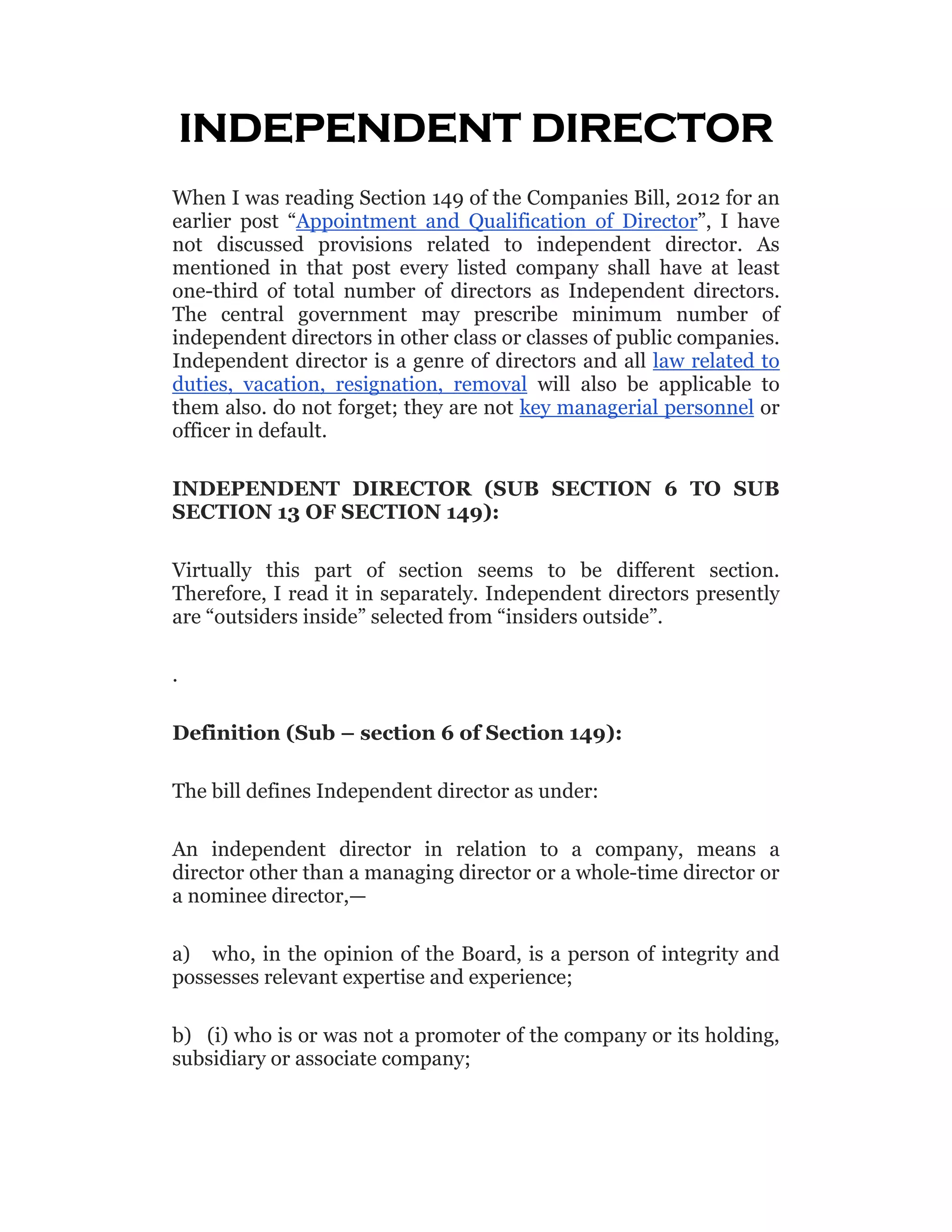 INDIPENDENT DIRECTOR | PDF