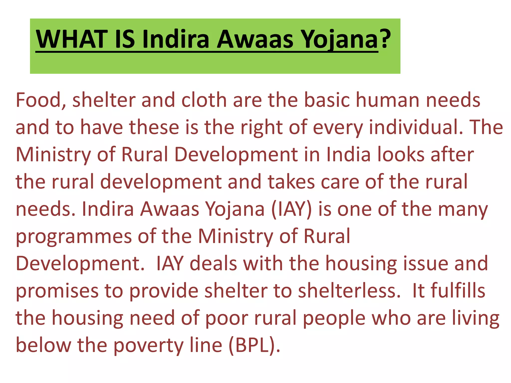 Indira awaas yojana (iay) | PPTX