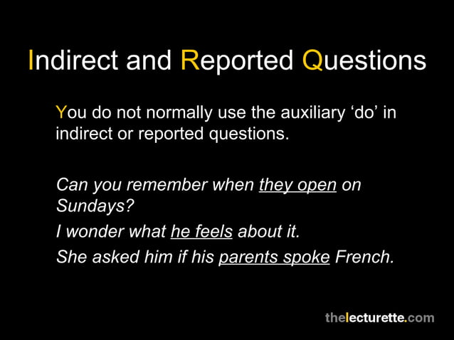 Indirect and Reported Questions | PPT