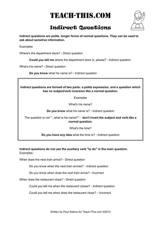 Indirect questions | PDF