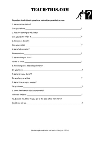 Indirect questions | PDF