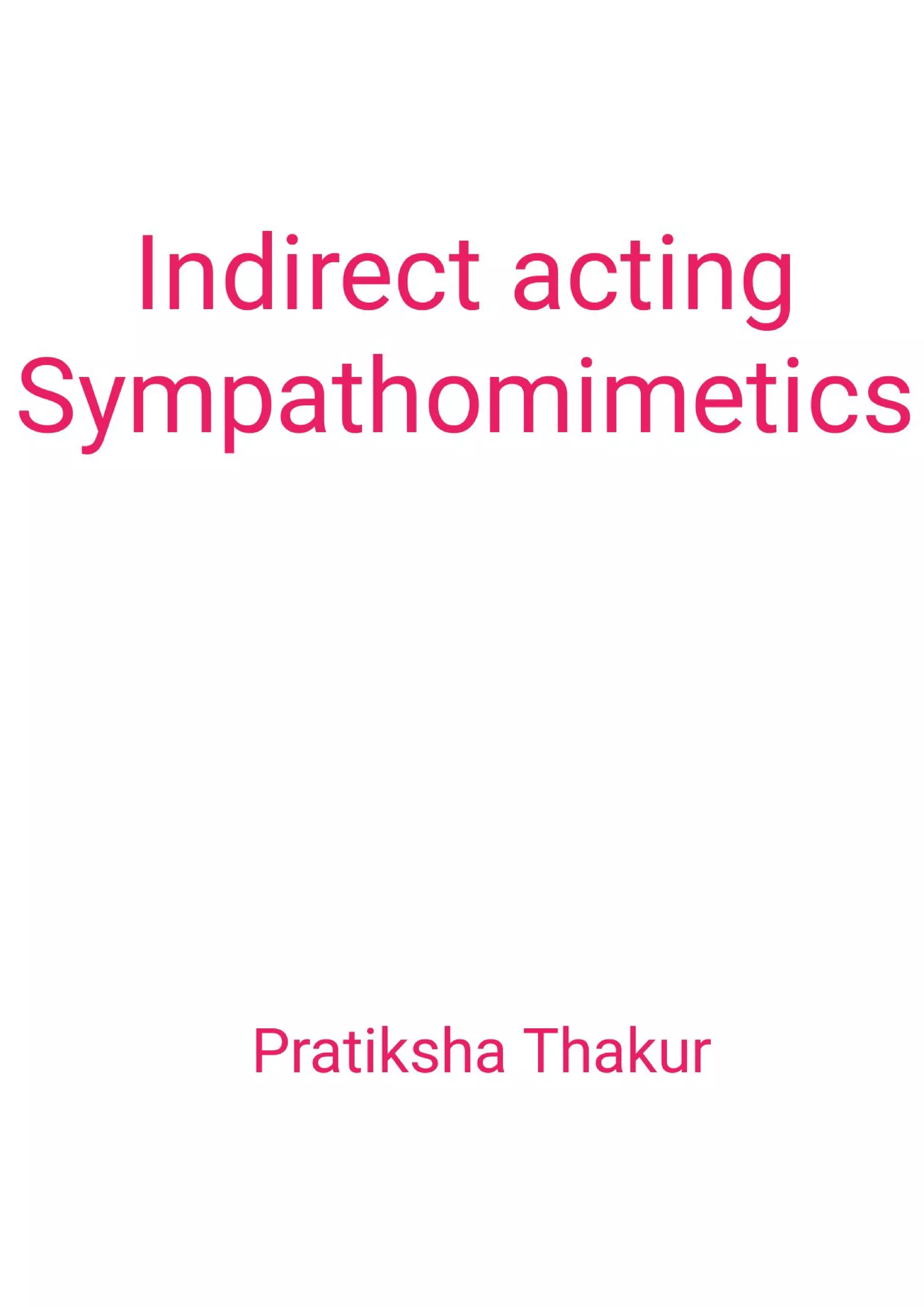 Indirect Acting Sympathomimetics | PDF