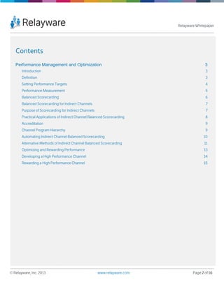 Channel Performance Management Optimization