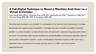 Indirect Digital Workflow for Virtual Cross-Mounting of Fixed Implant ...
