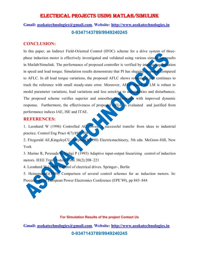 Indirect Field Oriented Control Of Induction Motor Drive Based On 7799