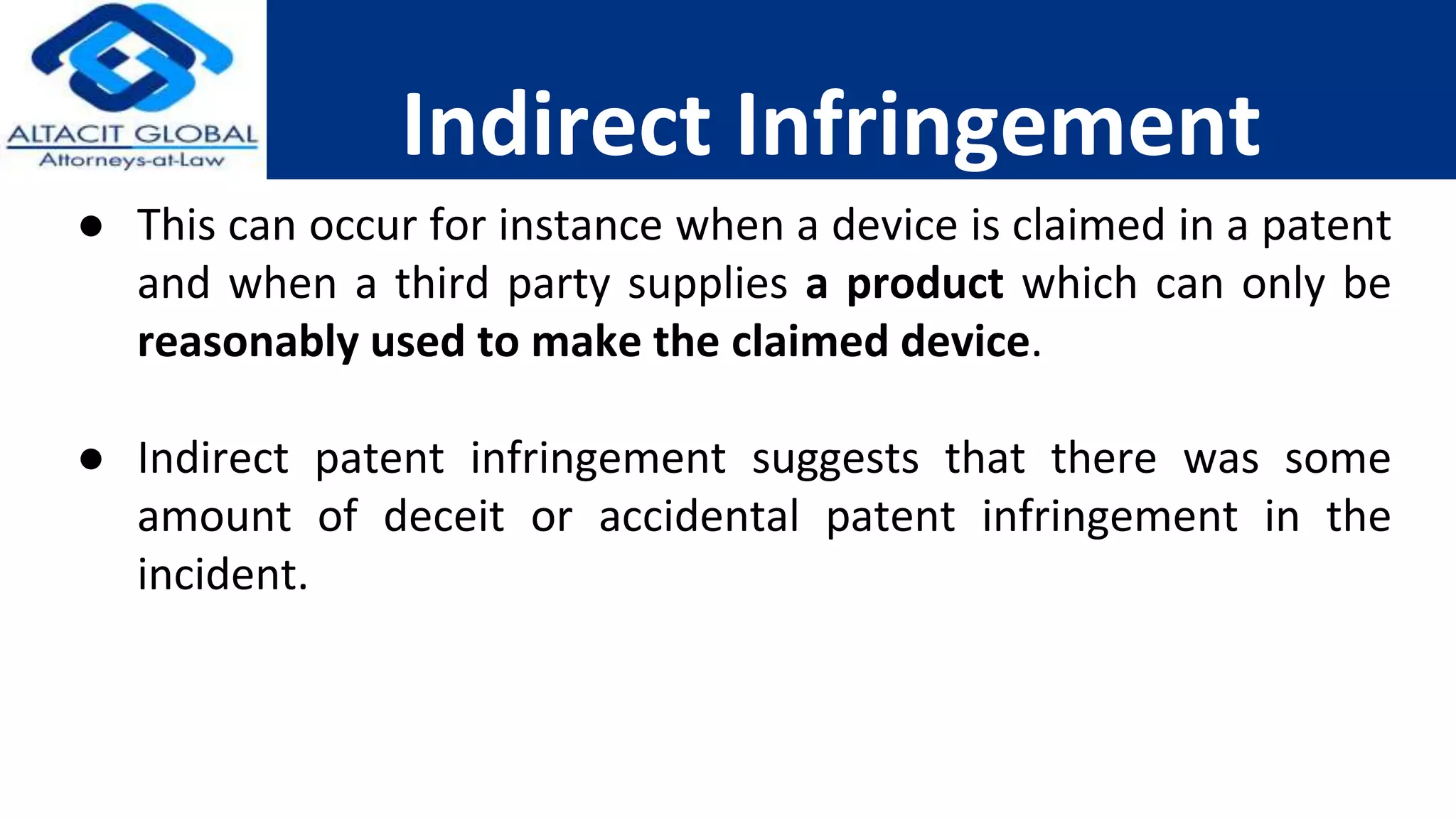 Indirect infringement of patents | PPTX