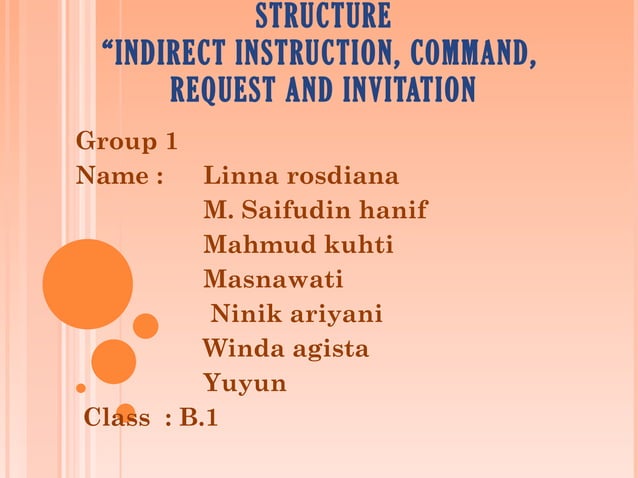 Indirect instruction, com mand, request and invitation | PPT