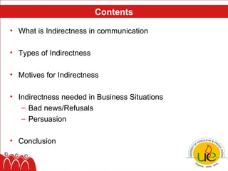 Indirectness in communication | PPT | Secondary Education | Education