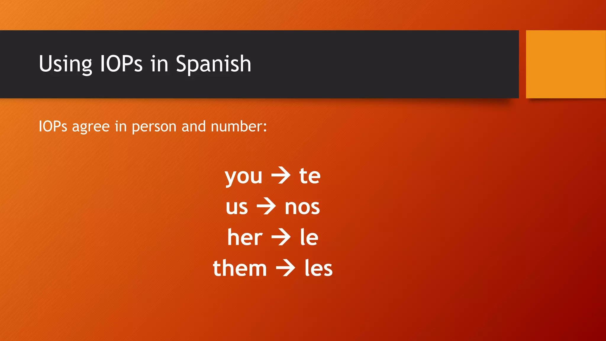 Indirect Object Pronouns in Spanish | PPTX