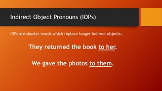 Indirect Object Pronouns in Spanish | PPT