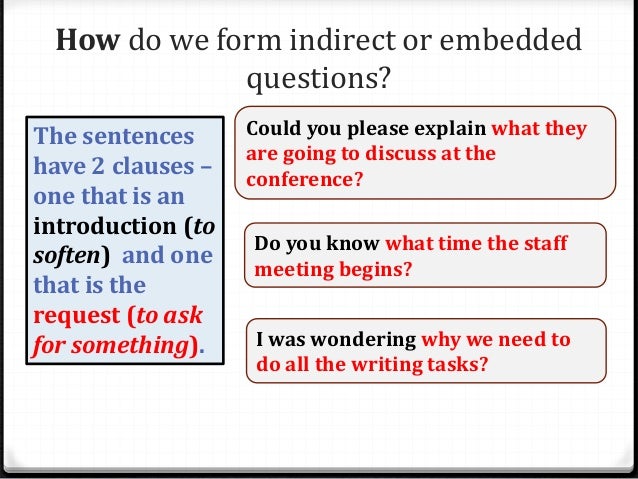Indirect or embedded questions