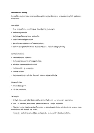 Indirect Pulp Capping in Conservative Dentistry | DOCX