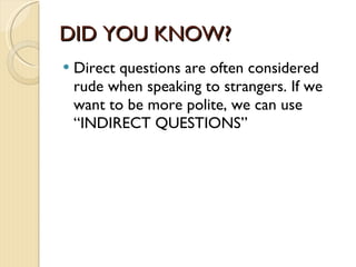 Indirect question(2) | PPT