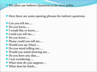 Indirect questions | PPT