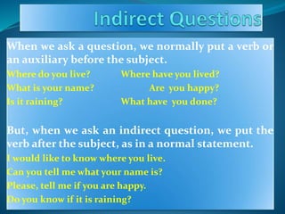 Indirect questions | PPT