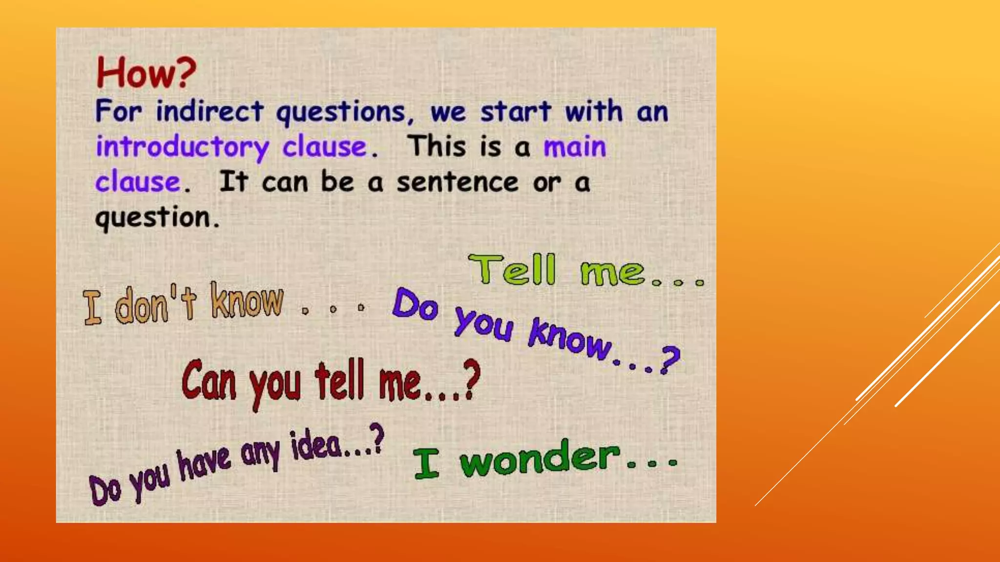 Indirect questions | PPT