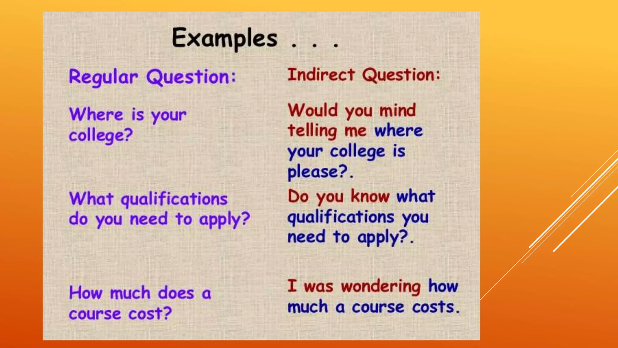 Indirect questions | PPT