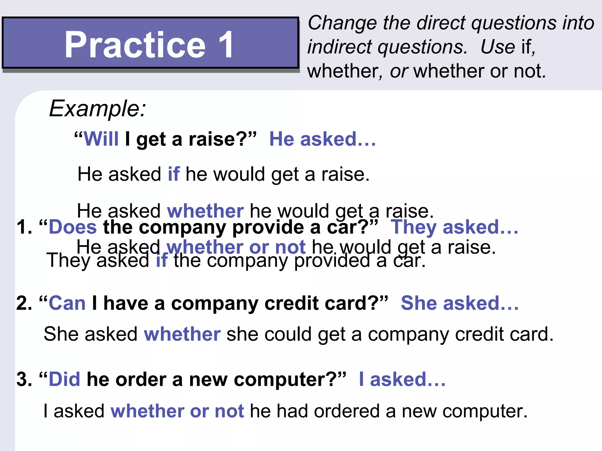 Indirect questions | PPS