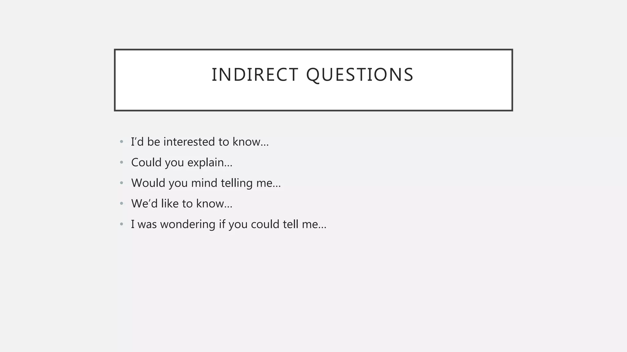 Indirect questions | PPTX
