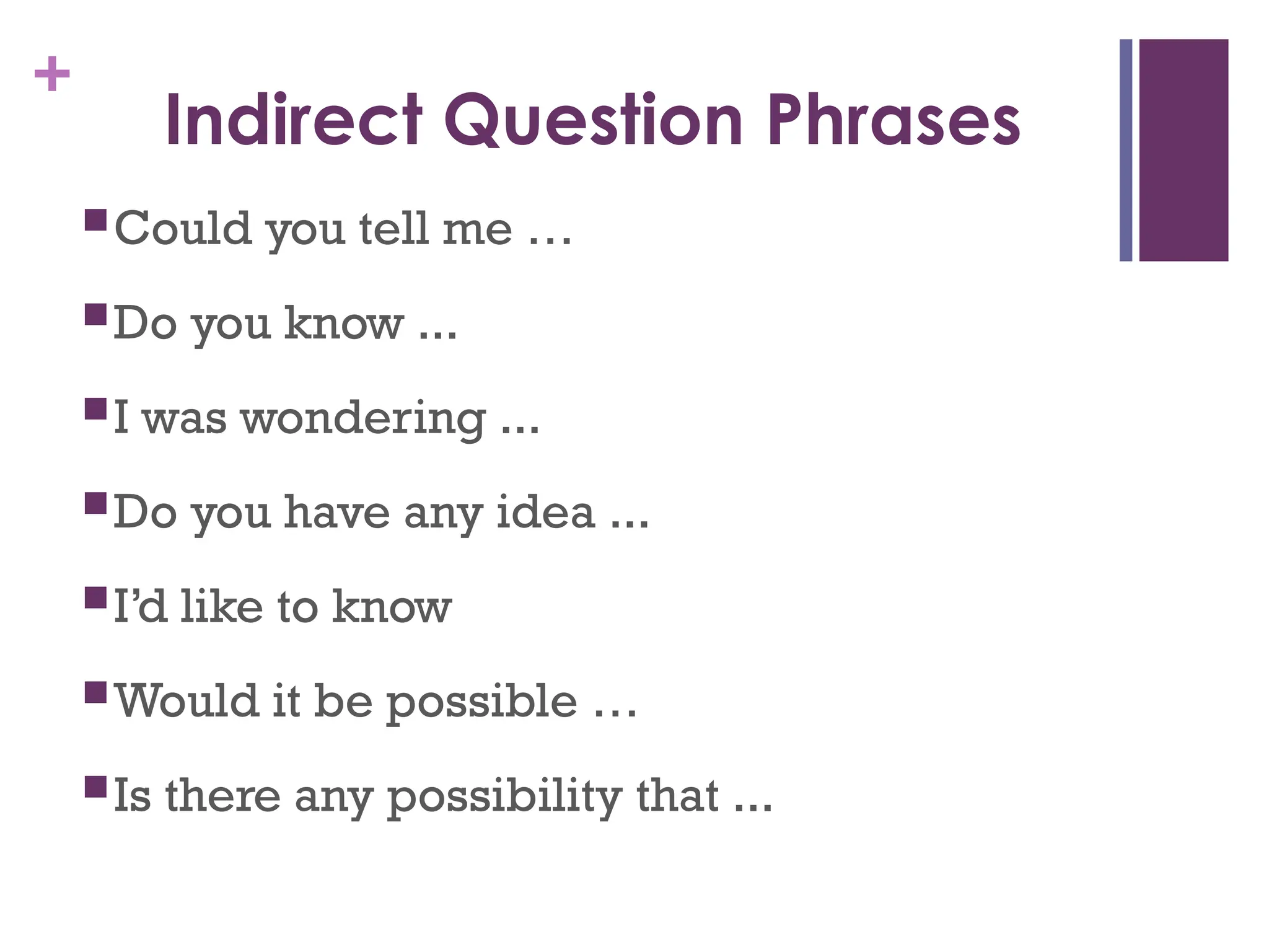 Indirect questions clue game for esl learners | PPTX